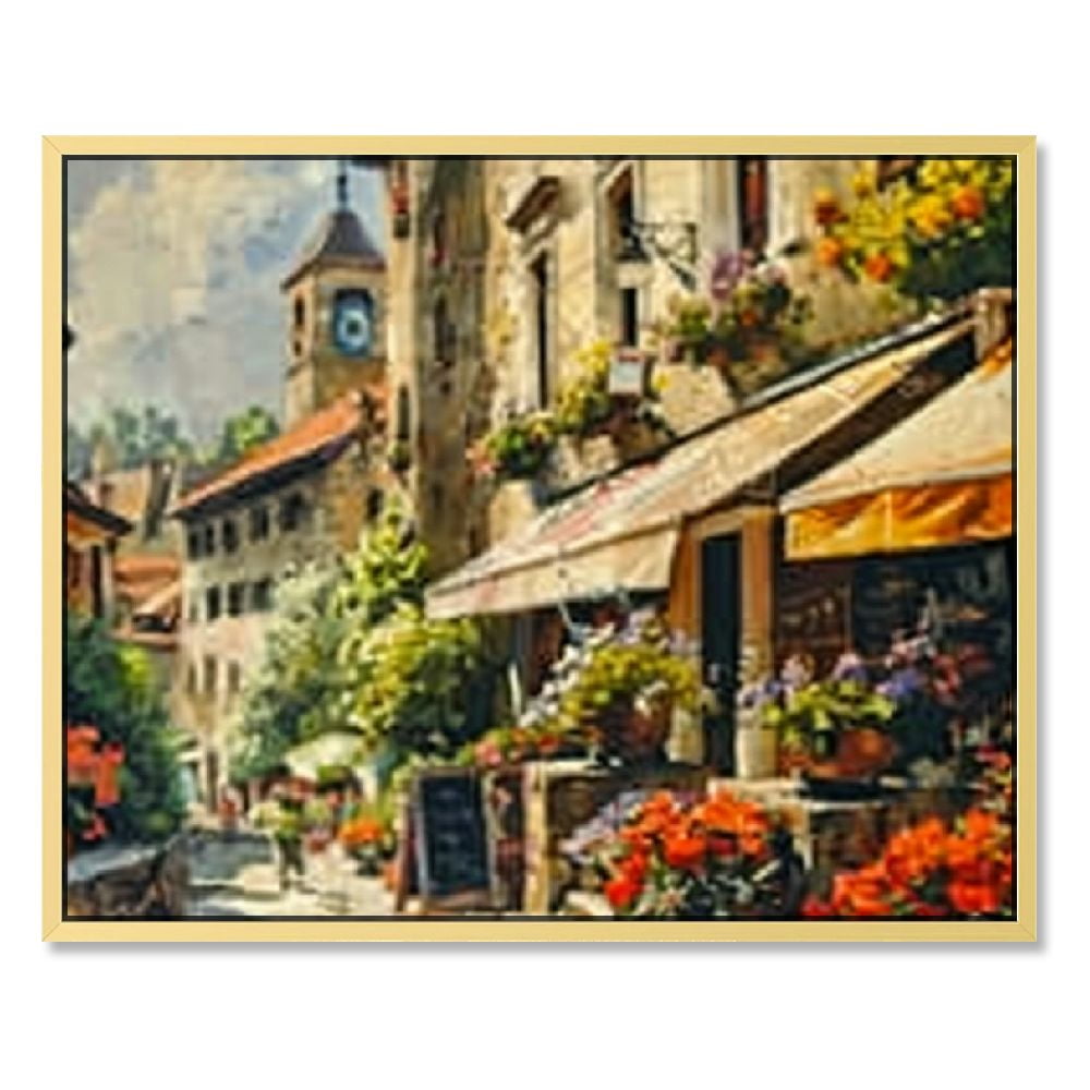 Posters Midday Mediterranean Cityscape Wall Art Streetscape Sunset Cafe ...