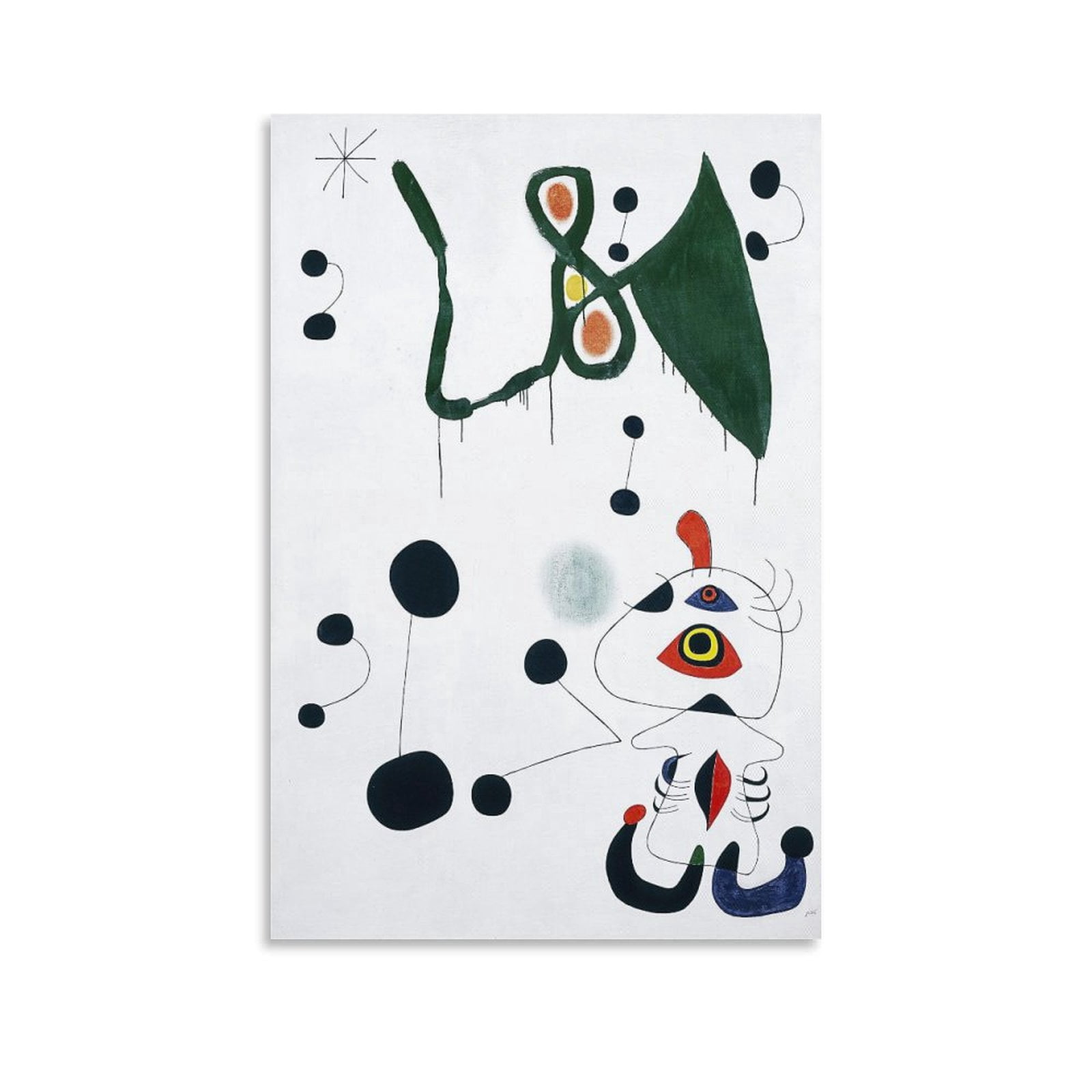 Posters Painter Joan Miró Woman And Bird in The Night Abstract Wall Art ...