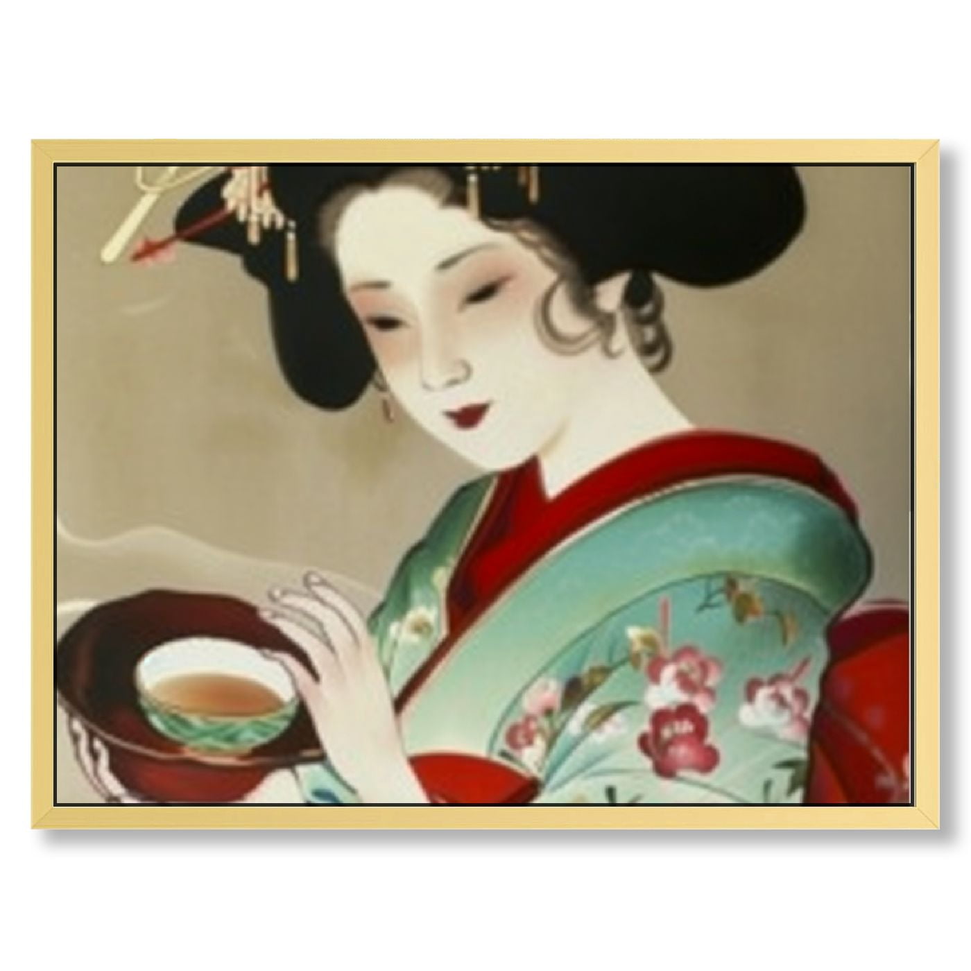 Posters Sakura Vintage Poster of A Japanese Woman Holding A Bowl Art ...