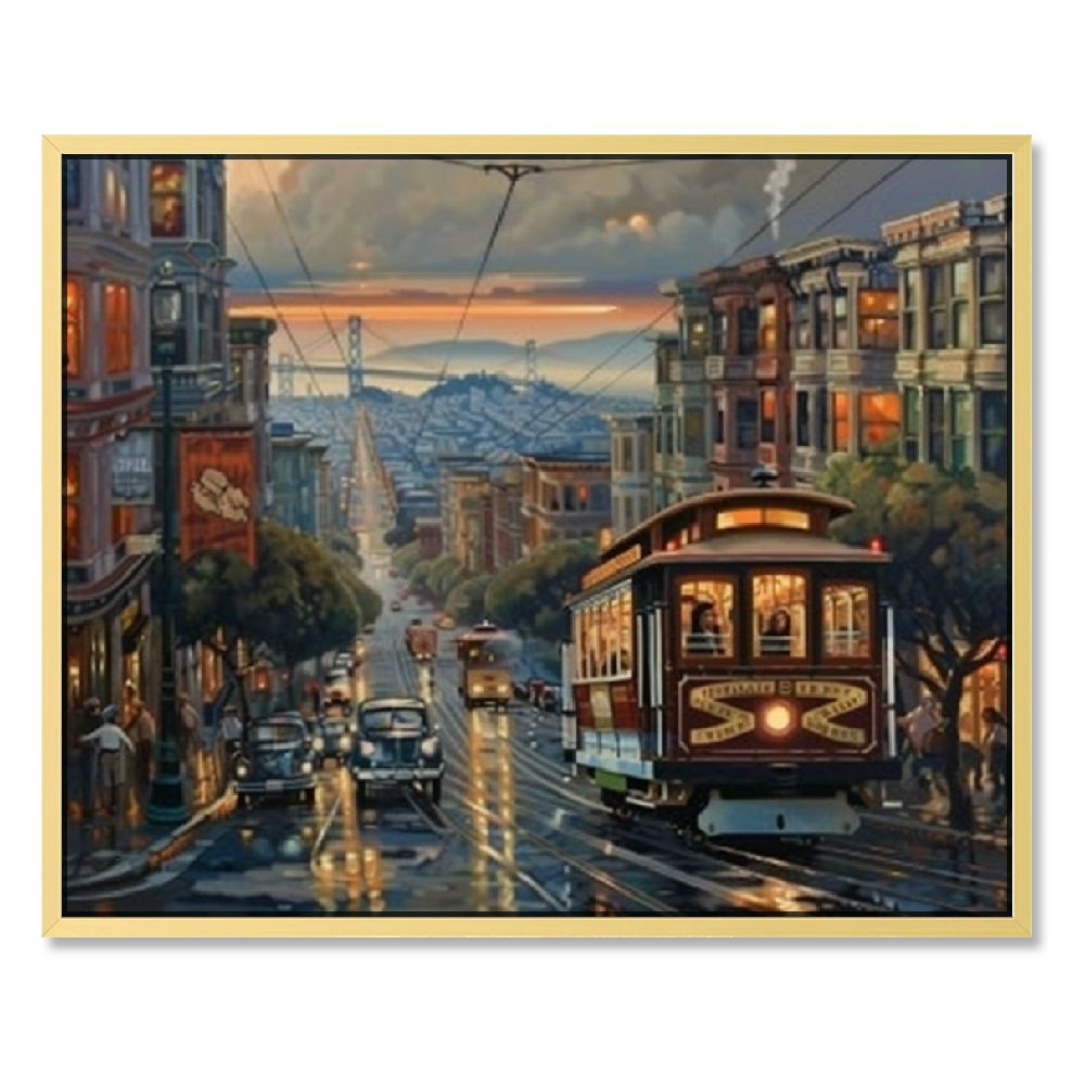 Posters San Francisco City Street Railroad Trolley Art Poster Beautiful ...