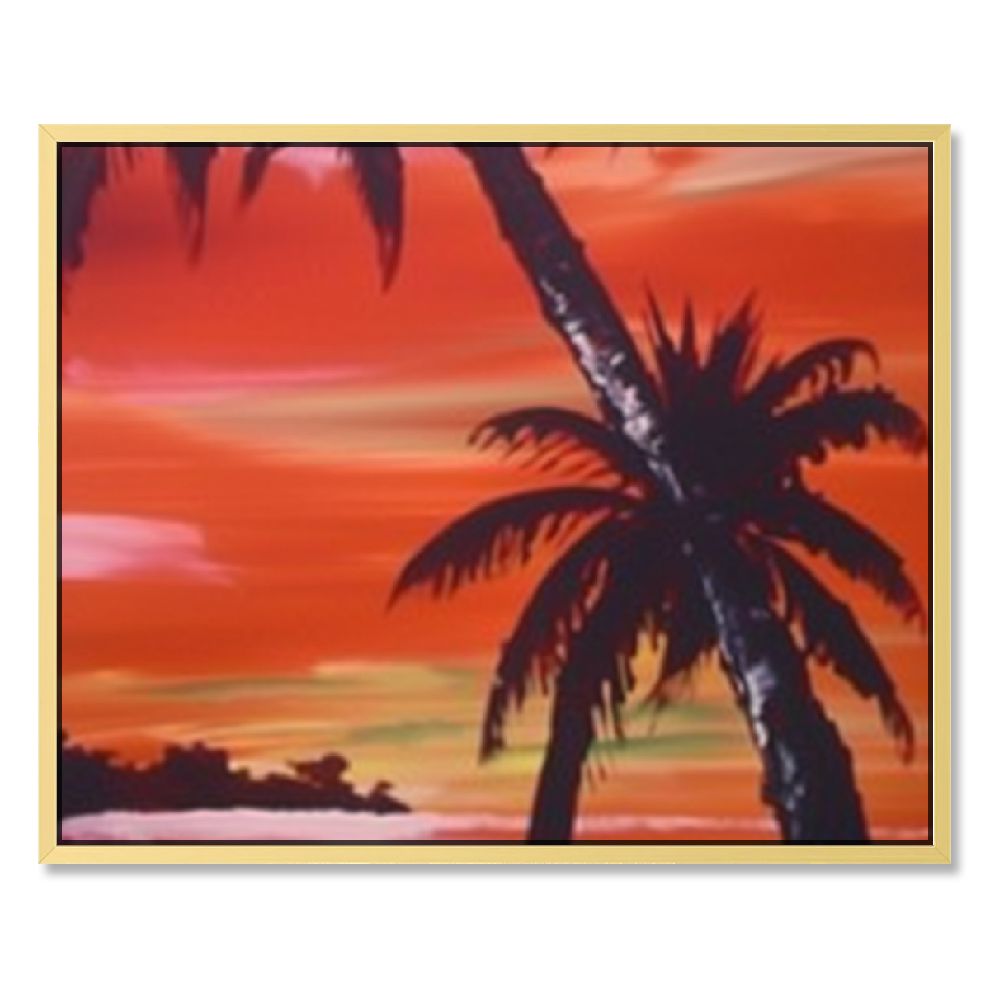 Posters Scenic Beach Wall Art Sunset Tropical Palm Tree Art Modern ...