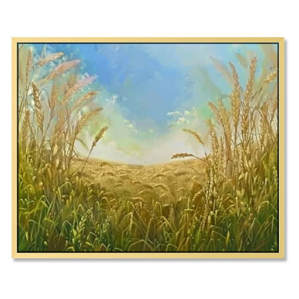 Posters Wheat Field Landscape Wall Art Sunrise Plant Wall Art Golden ...
