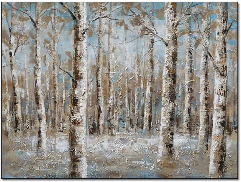 Posters Winter Birch Tree Decorative Wall Art Rustic Forest Landscape ...