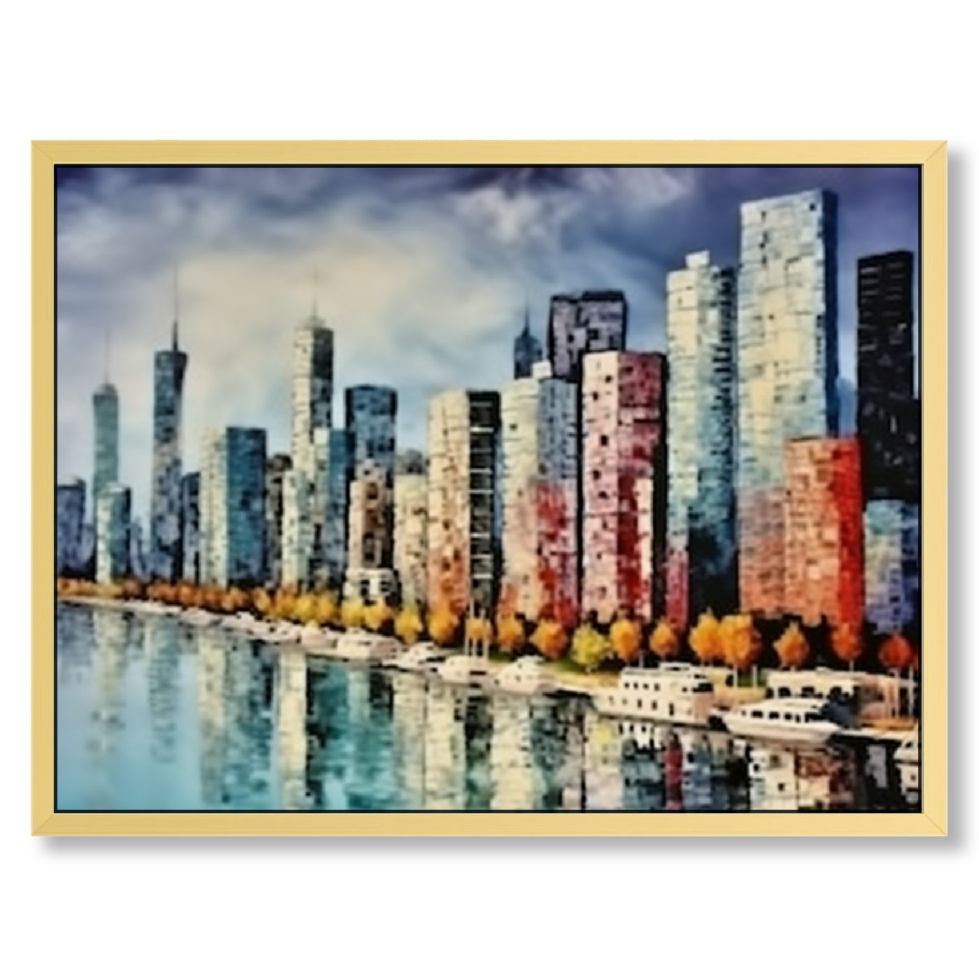 Posters & Prints Chicago Skyline Wall Art Contemporary Cityscape Urban ...