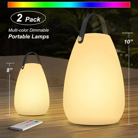 Cordless Table Lamps Rechargeable Set of 2, Portable LED Desk Lamp ...