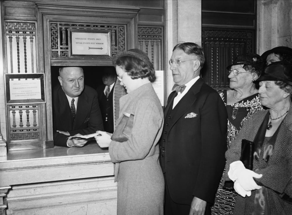 Postmaster James Farley At Post Office Service Window. 1934. Fdr ...