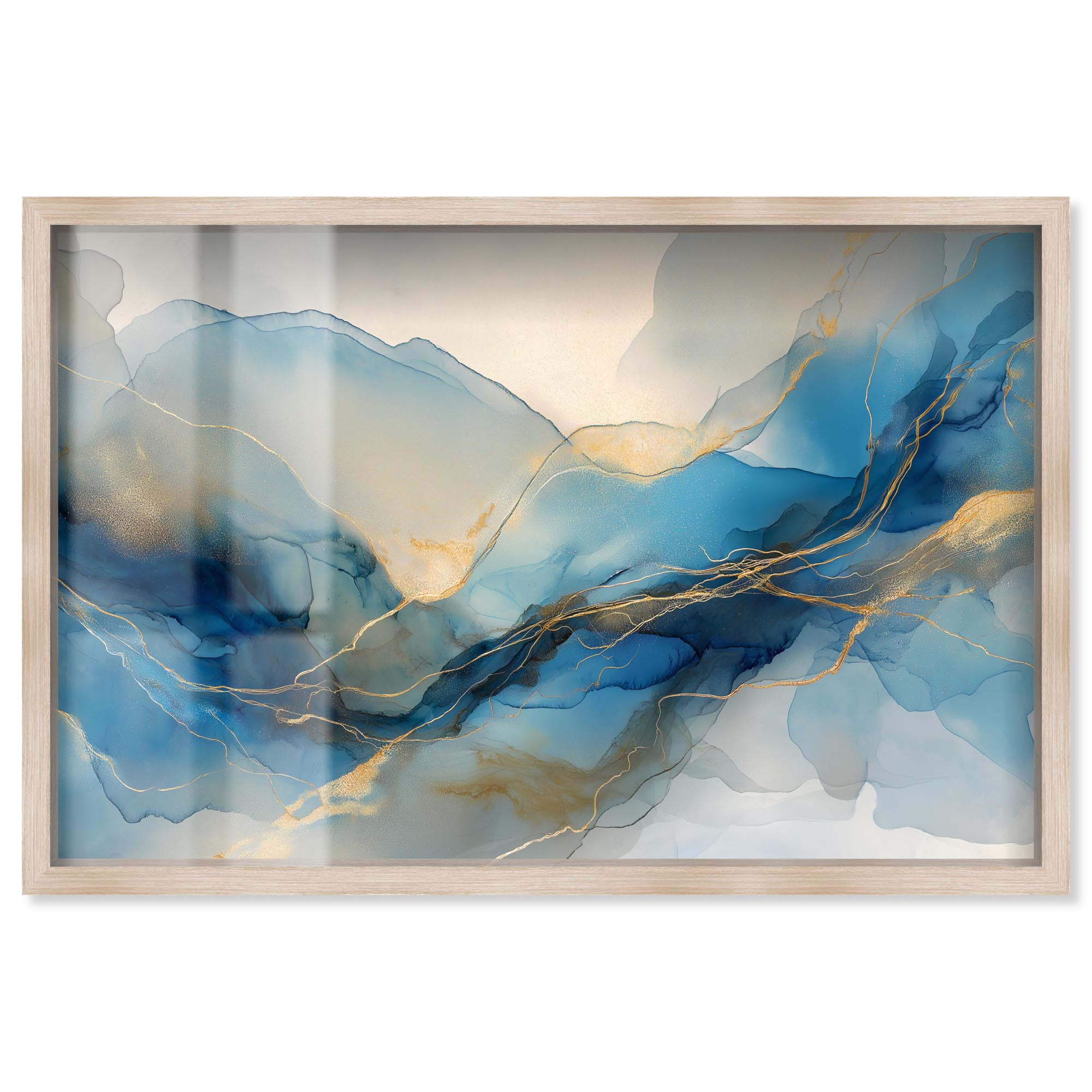Postmodern Flow II Shadowbox Print Abstract Wall Art by Art Remedy, Blonde Frame, 54 x 36 ...