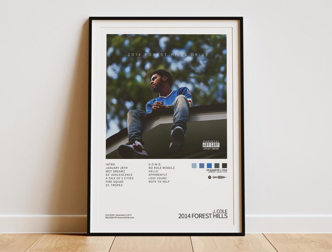 Postora J Cole 2014 Forest Hills Drive Digital Album Cover Poster Room ...