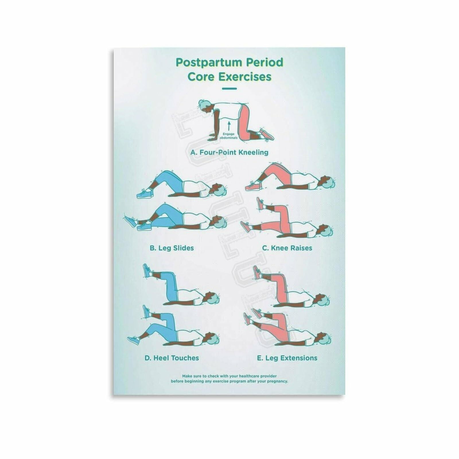 Postpartum Period Core Exercises Poster Canvas Painting Wall Art Poster ...