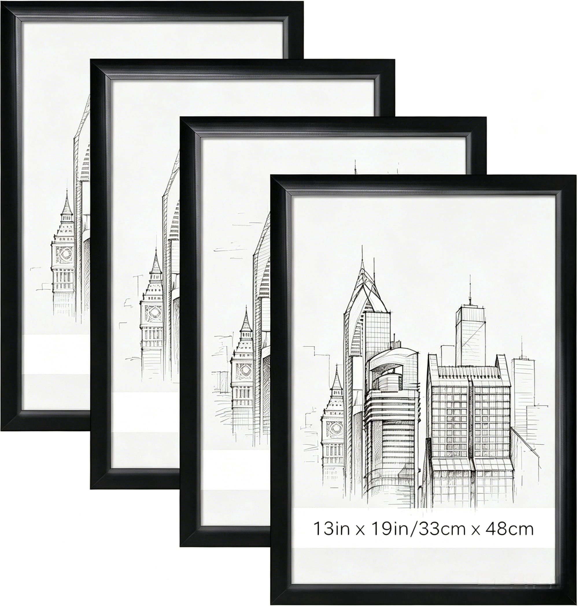 Postrame 13x19 Picture Frame 4 Pack, Black – Wall Mountable Poster ...