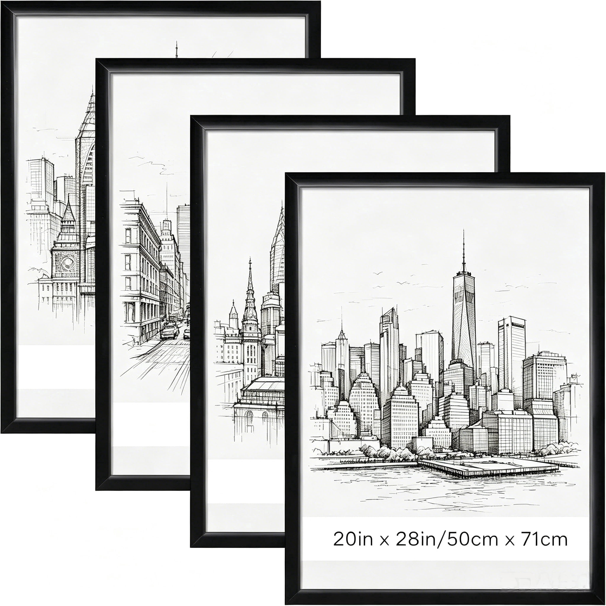 Postrame 20x28 Picture Frame 4 Pack, Black – Wall Mountable Poster ...