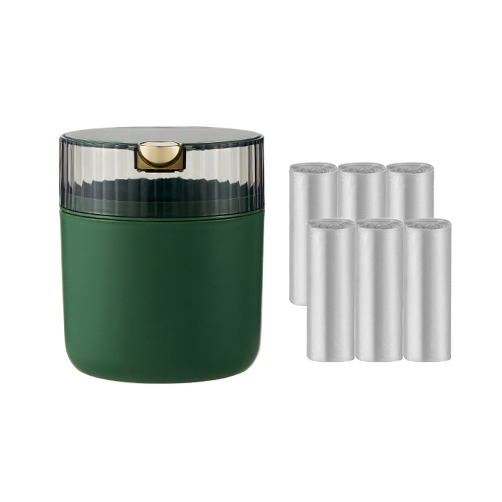Postuois 1 Set Desktop Dustbin with Rubbish Bag Large Opening Push Type ...
