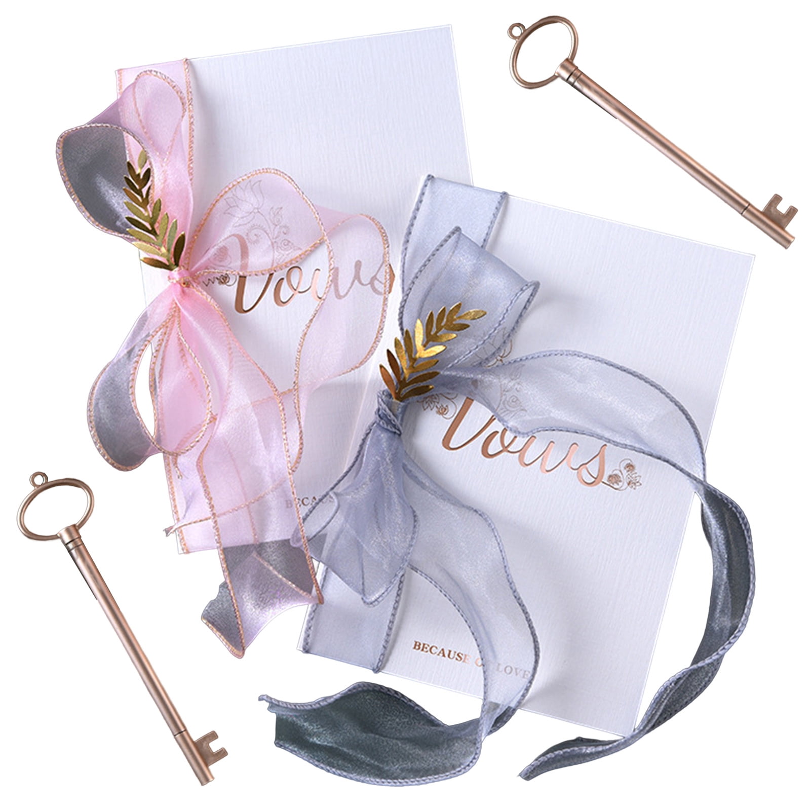 Postuois 1 Set Wedding Vow Book with Ribbon Gold Foil Lettering Bridal ...