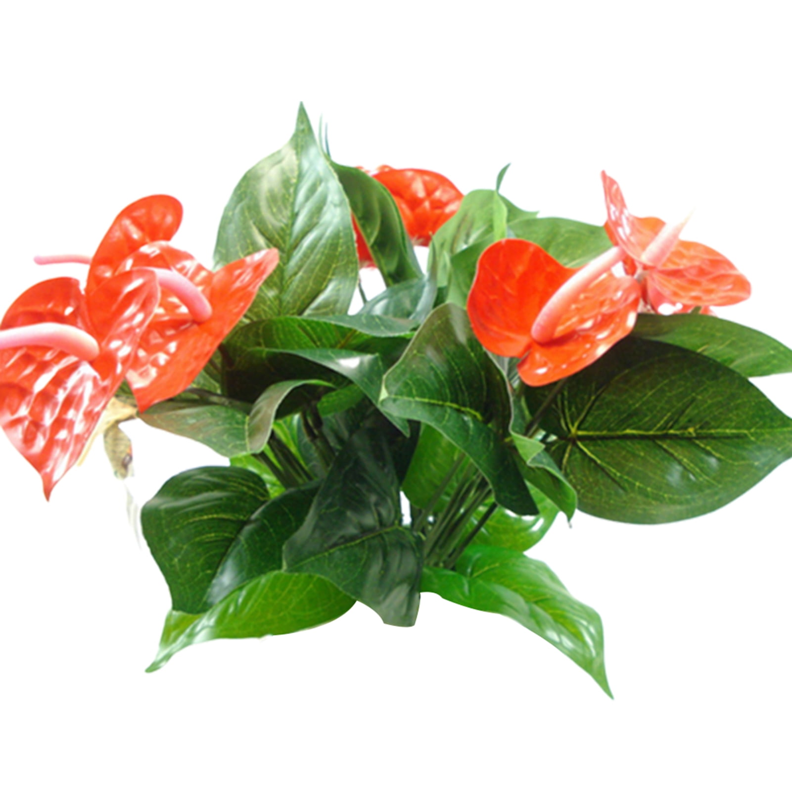 Postuois 1Pc 3 Heads 9 Leaf Artificial Anthurium Flower Plant Home ...
