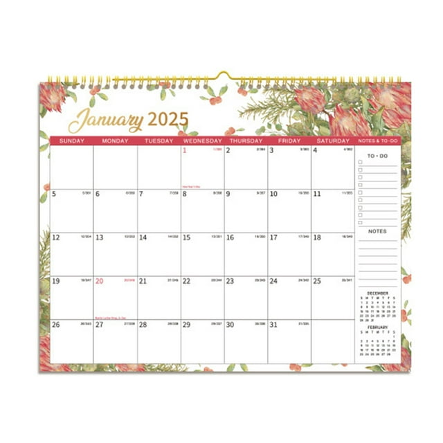 Postuois 2025 Wall Calendar 12 Month Floral Hanging Calendar Daily ...