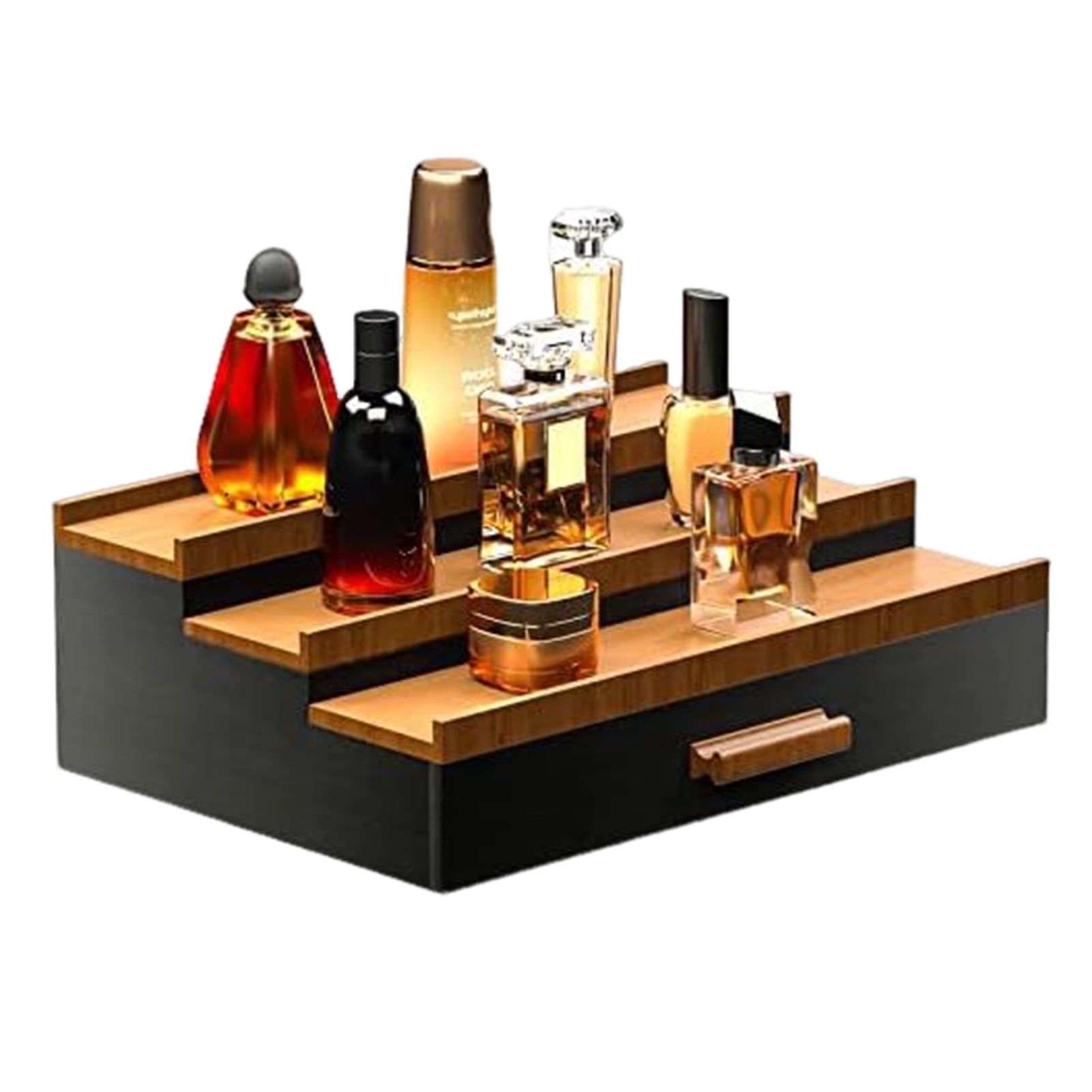 Postuois 3 Tiers Wooden Perfume Display Stand with Storage Drawer Large ...