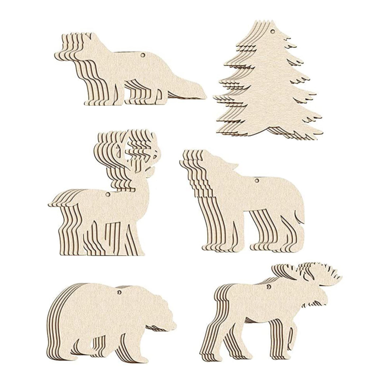 Postuois 30Pcs/Set Wood Chip Ornament Burr-free Stylish Decor Eco ...