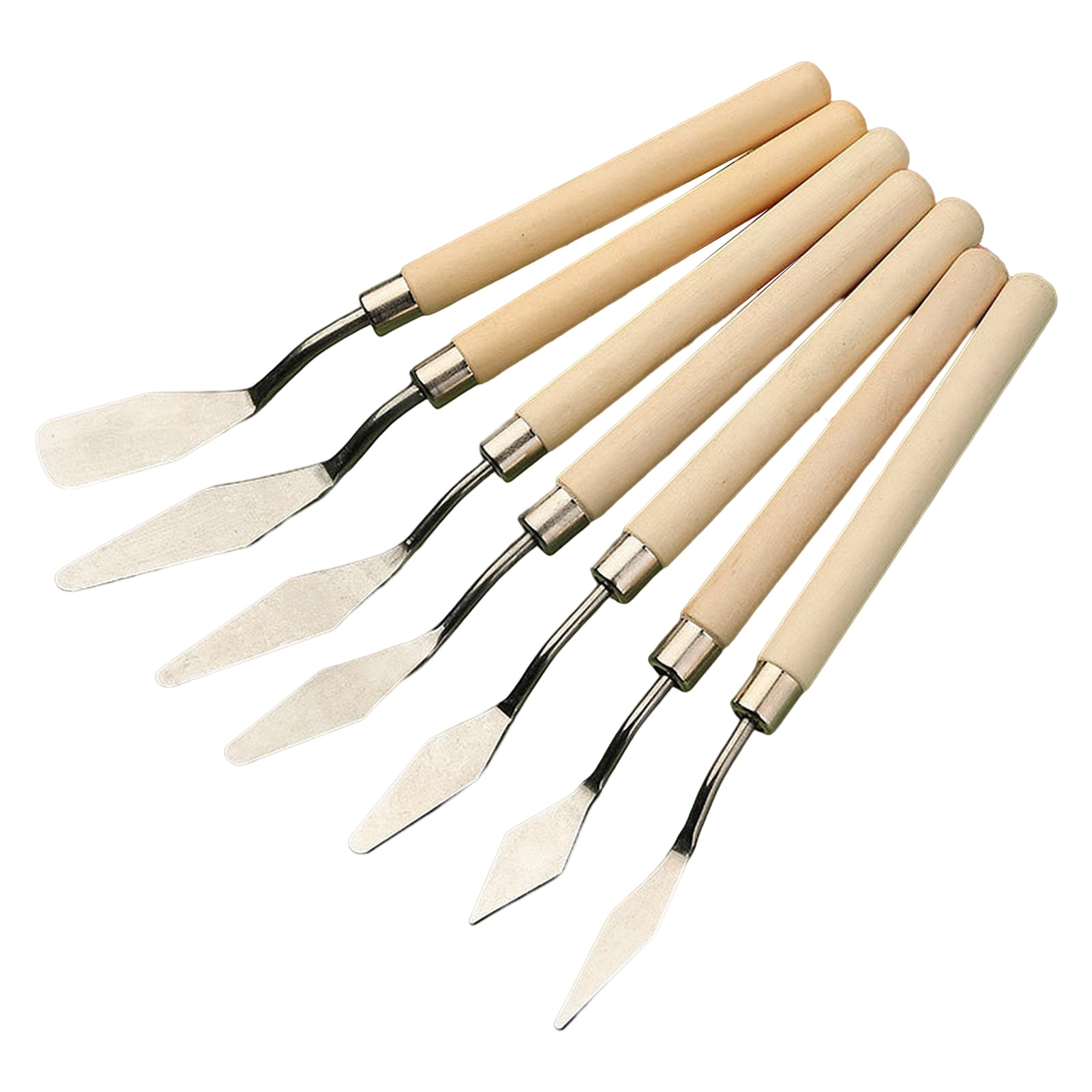 Postuois 7Pcs/Set Painting Spatula Kit with Wooden Handle Stainless ...