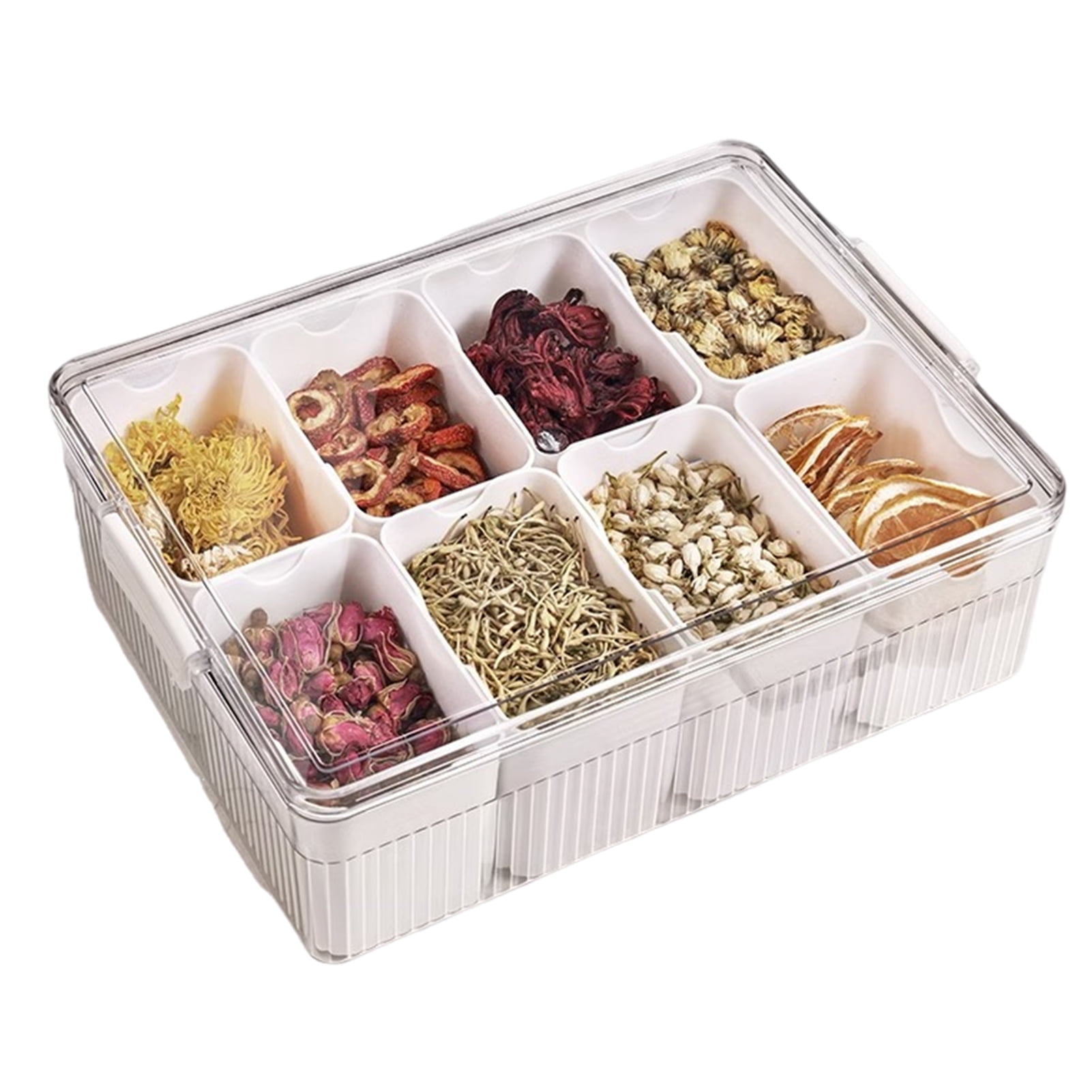 Postuois Divided Food Box with 4/8 Grids Dustproof Transparent Lid Good ...