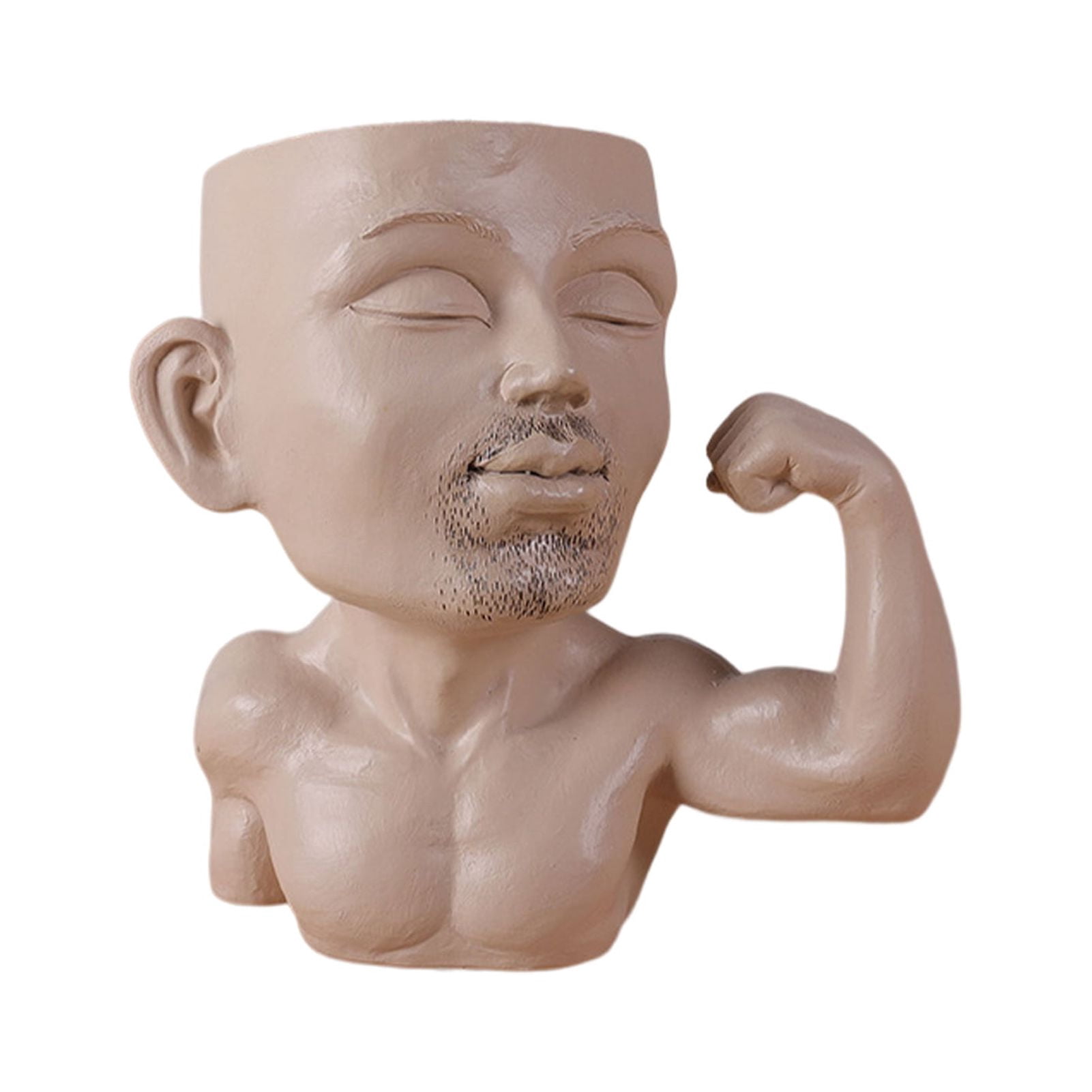 Postuois Face Flower Pot Drainage Hole Muscle Men Weather-proof Resin ...