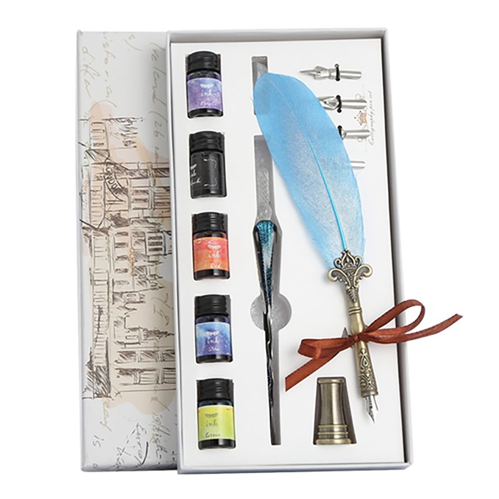 Postuois Glass Dip Signature Fountain Pen Faux Crystal Feather Design ...