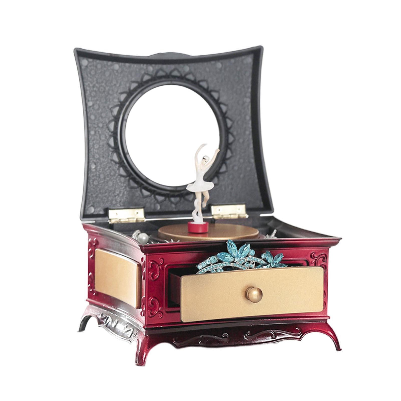 Postuois Music Box European Style Hand Cranked Jewelry Storage ...