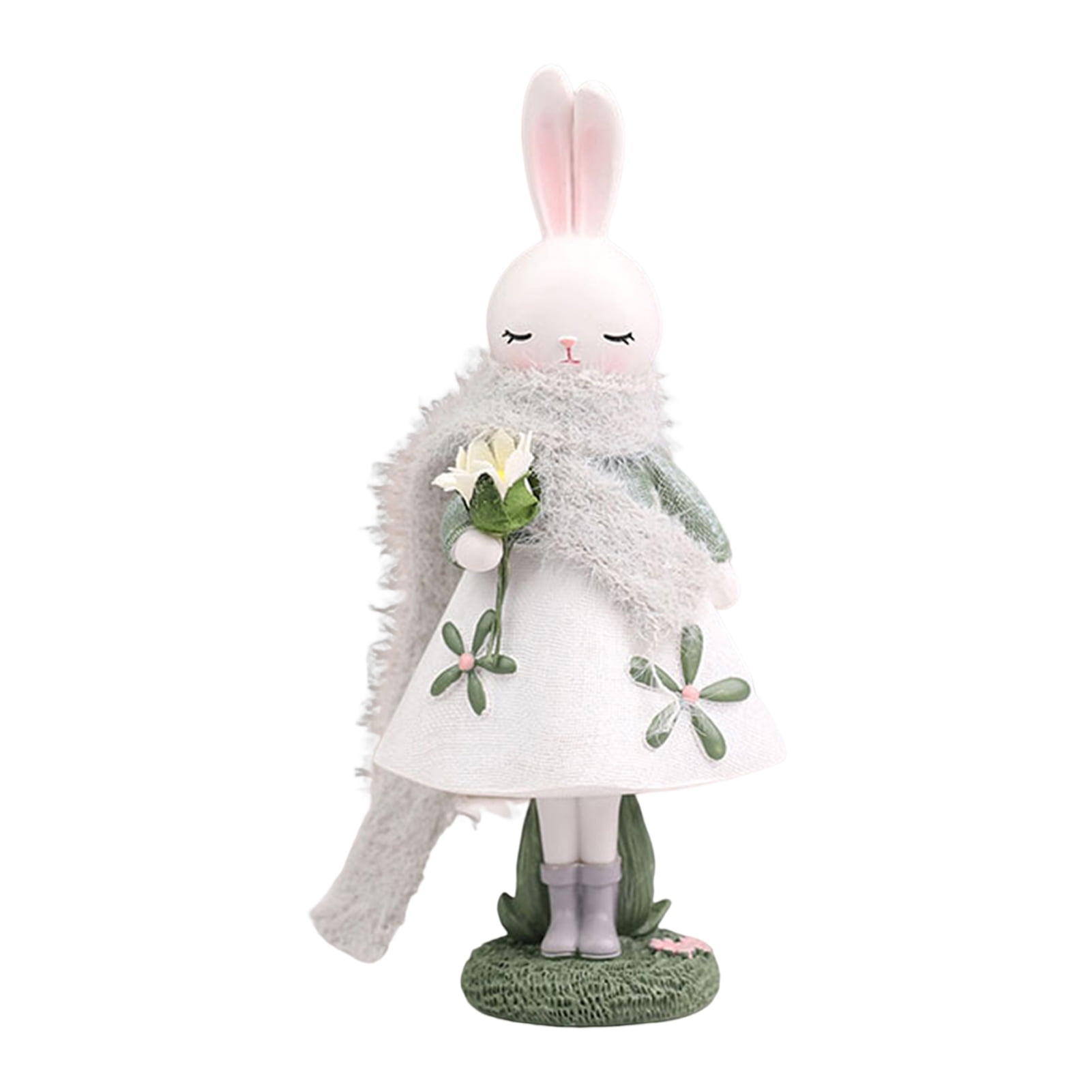 Postuois Rabbit Figurine Long Ears Vivid Appearance Decorative Resin ...