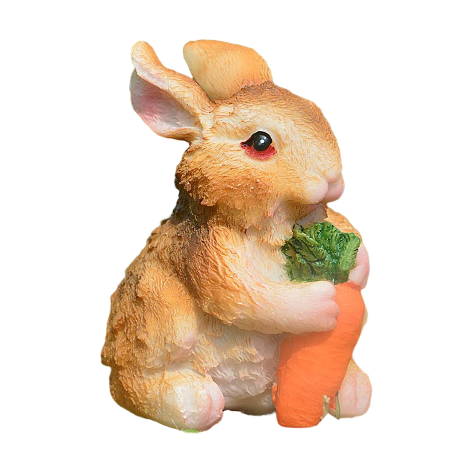 Postuois Realistic Appearance Micro Landscape Rabbit Statue with Carrot ...
