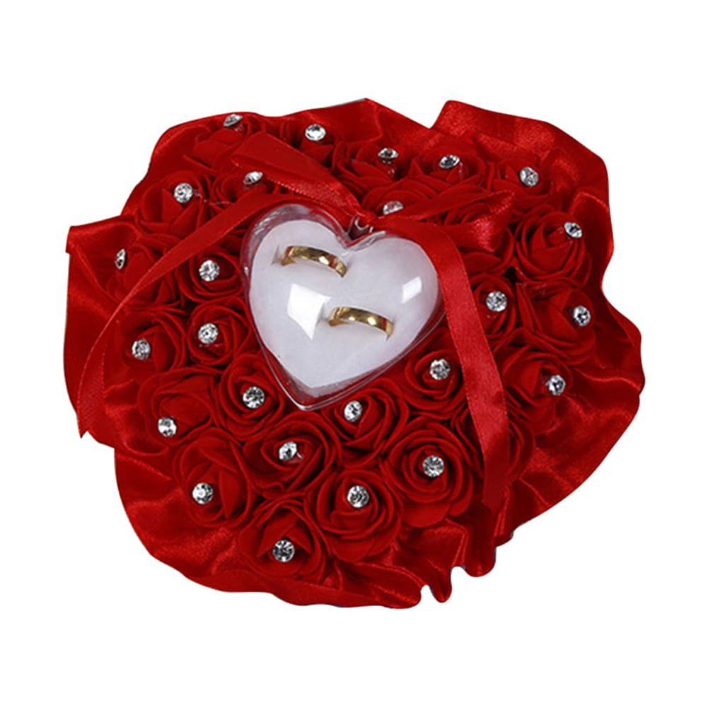 Postuois Rose Heart Shape Propose Ring Box Wedding Engagement Finger ...