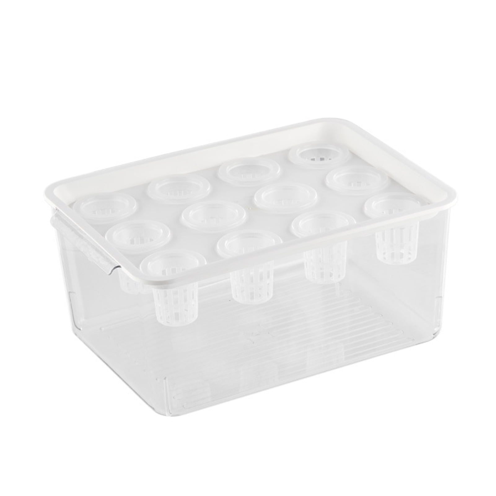 Postuois Transparent Hydroponic Planter Box with 12 Holes Lid Handle ...