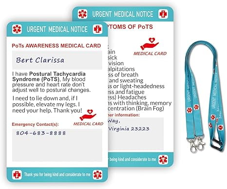 Postural Tachycardia Syndrome (PoTS) Medical Card with Writable Panel ...