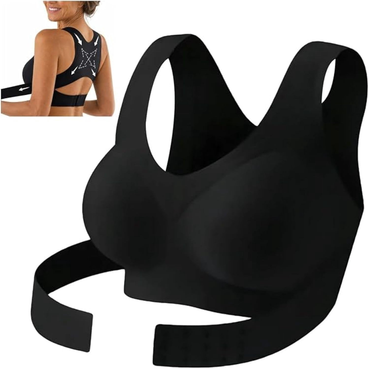 Posture Bra for Women Front Closure Wireless Back Posture Support Bra ...