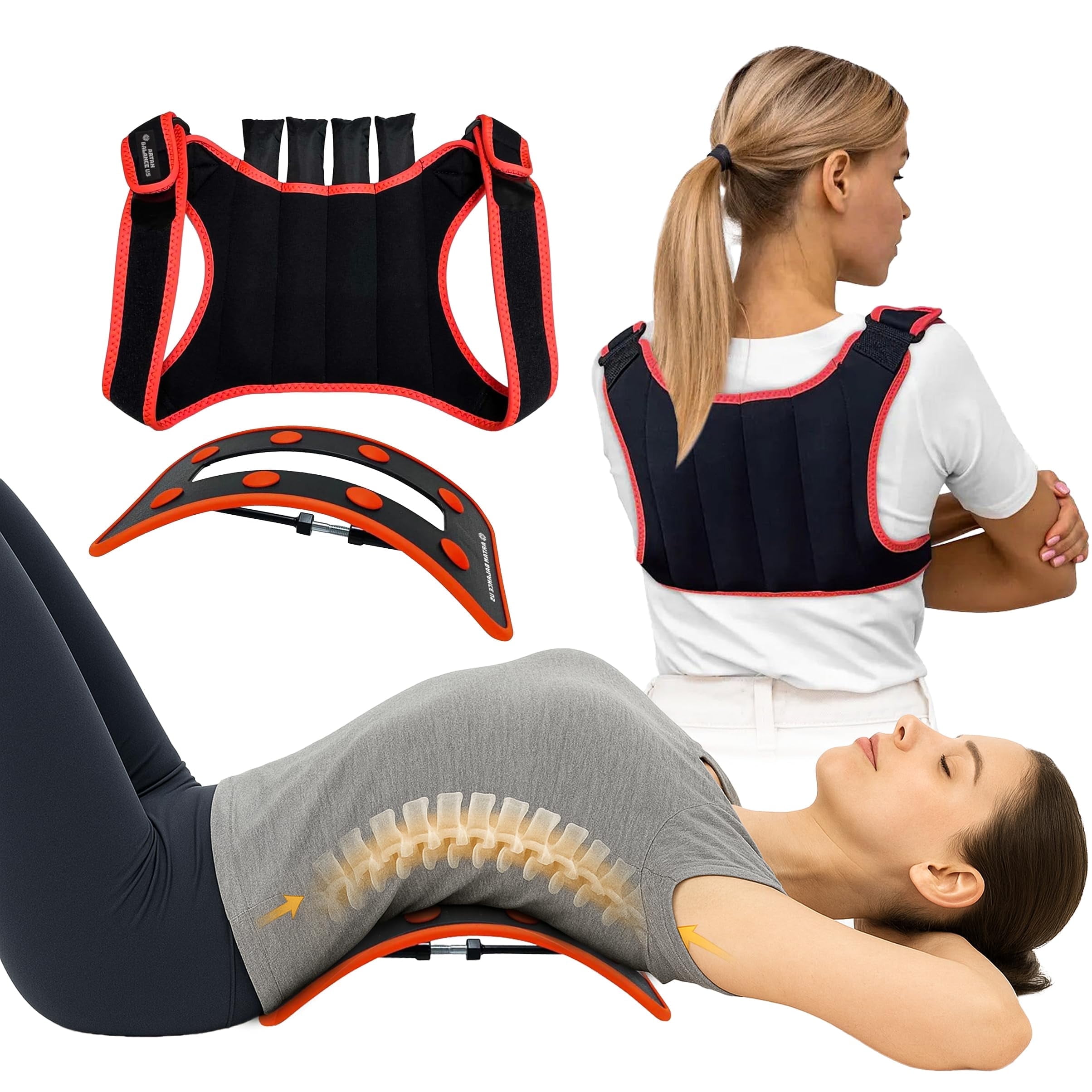 Posture Corrector Vest for Women and Adjustable Back Stretcher Bundle-Advanced posture corrector ...