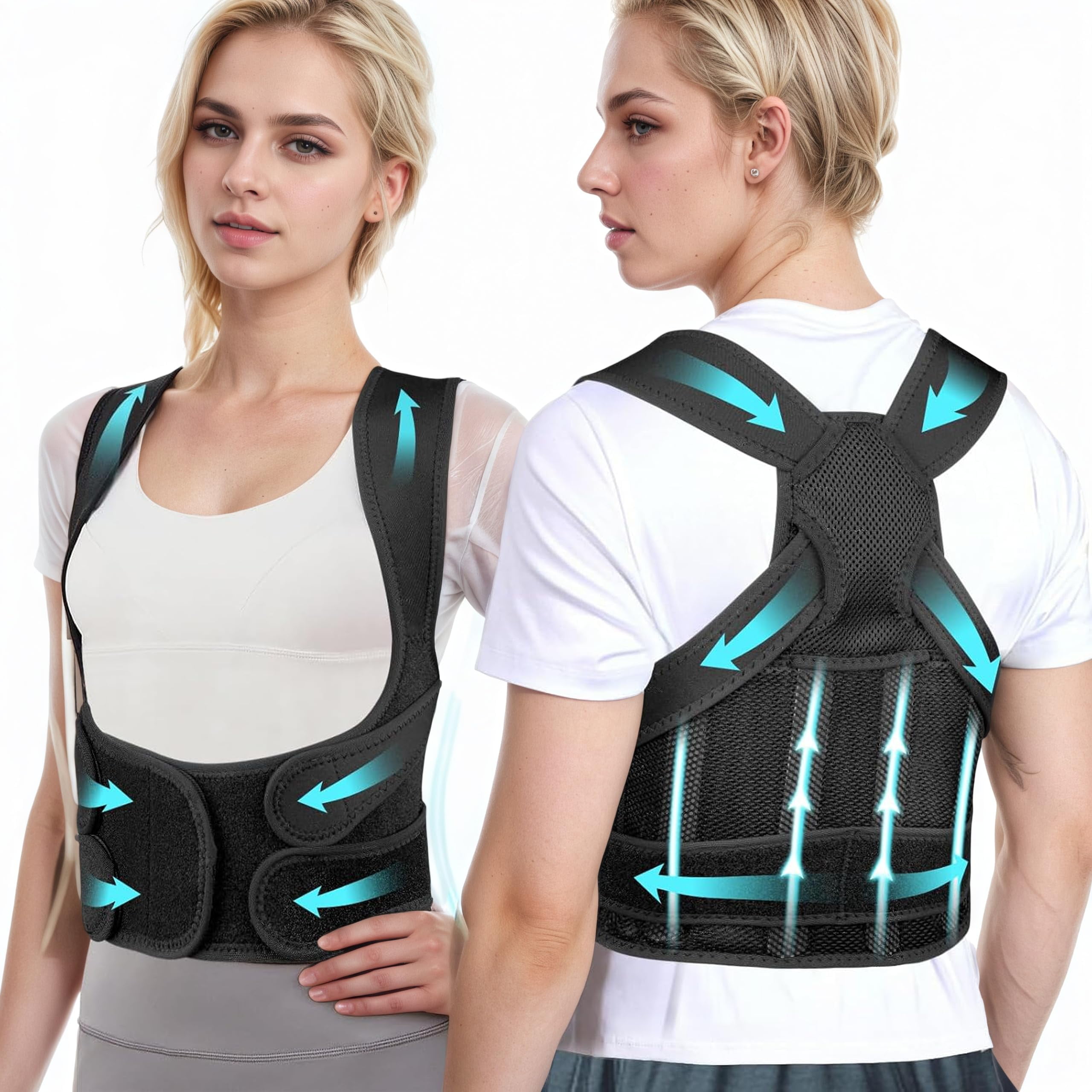 Posture Corrector for Women and Men, Shoulder Straightener, Adjustable Full Back Support, Back ...