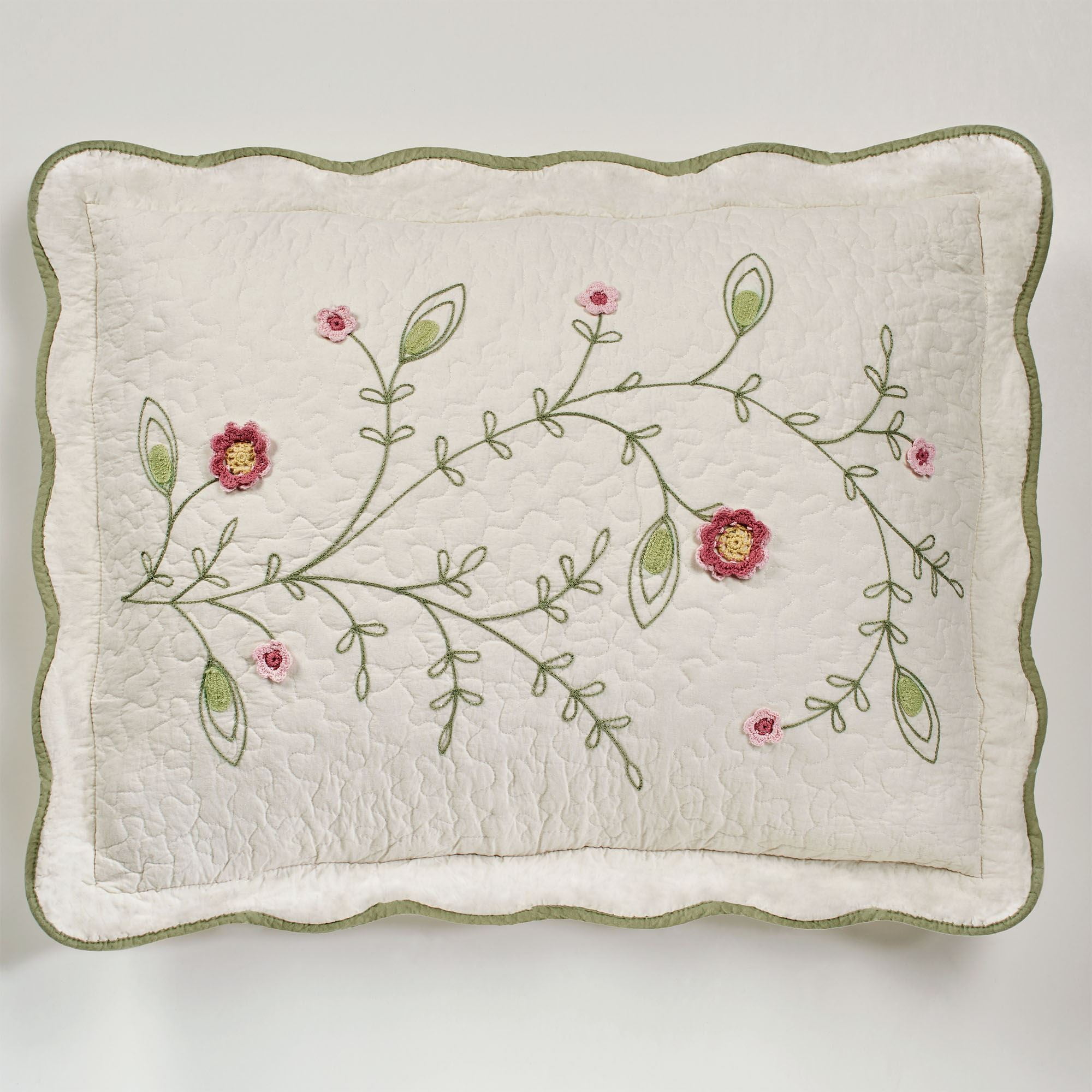 Posy Floral Crochet Natural Cotton Flanged Tailored Sham King - Walmart.com