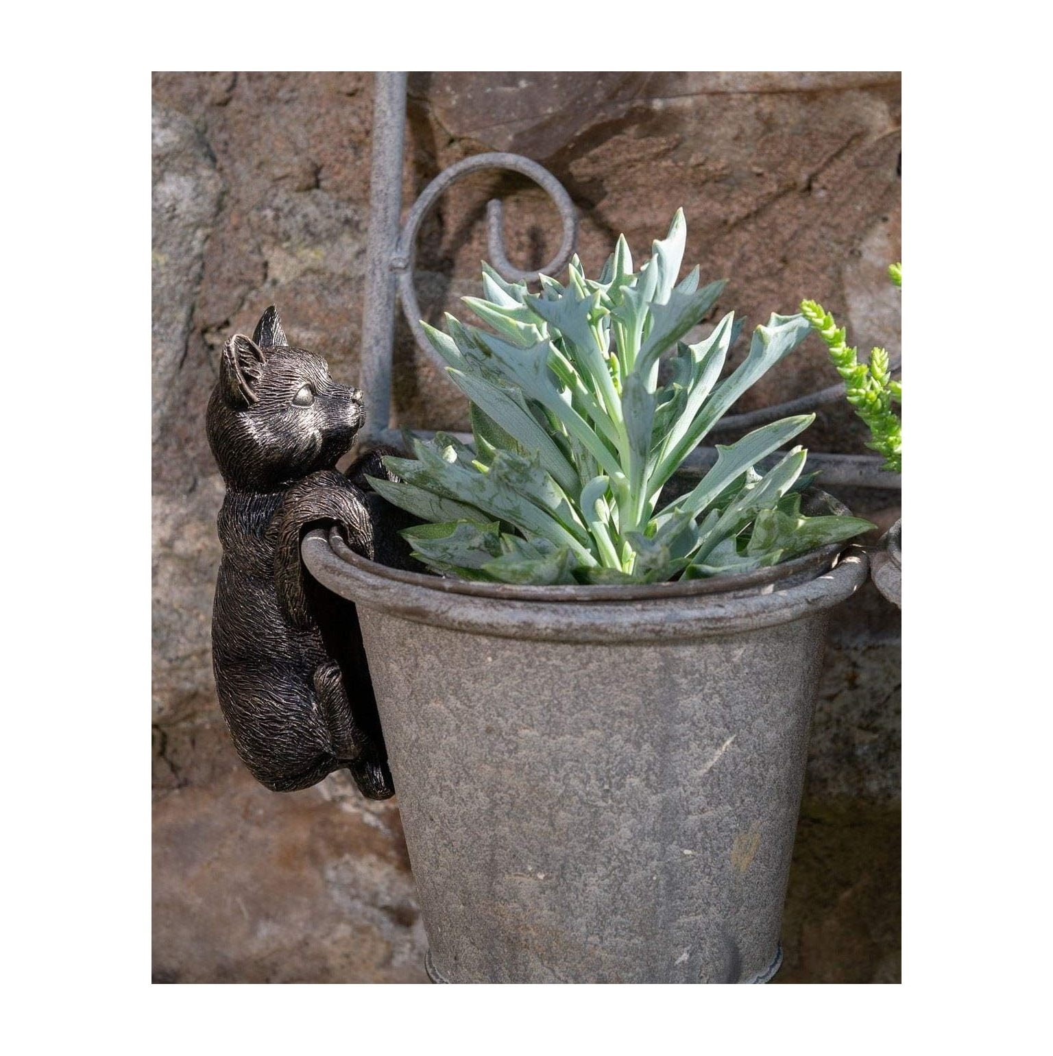 Pot Buddies Handmade Cat Figure Plant Pot Hanger - Decorative Yard Art ...