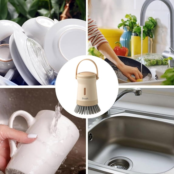Pot Cleaning Brush Dish Scrubber with Soap Dispenser and Suspension ...