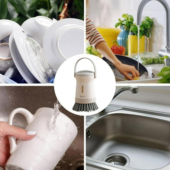 Pot Cleaning Brush Dish Scrubber with Soap Dispenser and Suspension ...