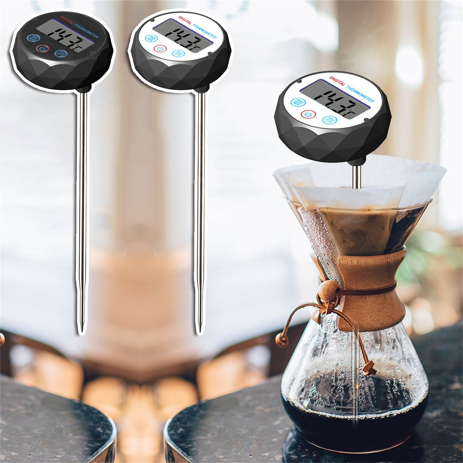 Pot Clip Fry Instant Read Food Mechanical Meat Thermometer, Stainless ...