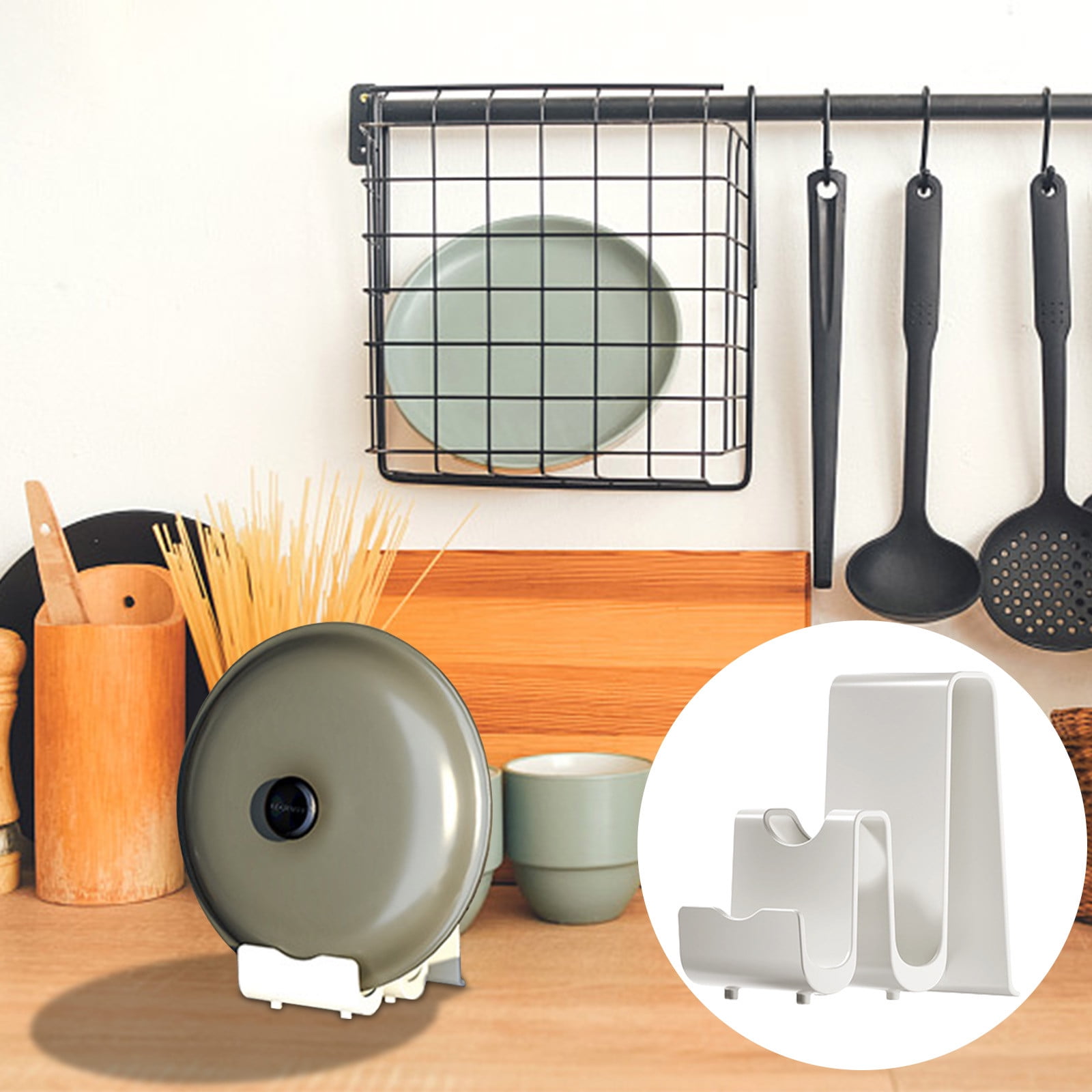 Pot Cover and Spoon Holder, Kitchen Utensil Organizer, Countertop ...