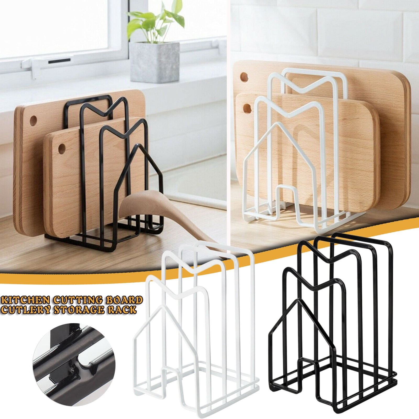 Pot Cover Storage Rack, Kitchen Cutlery Organizer, Adjustable Shelf ...