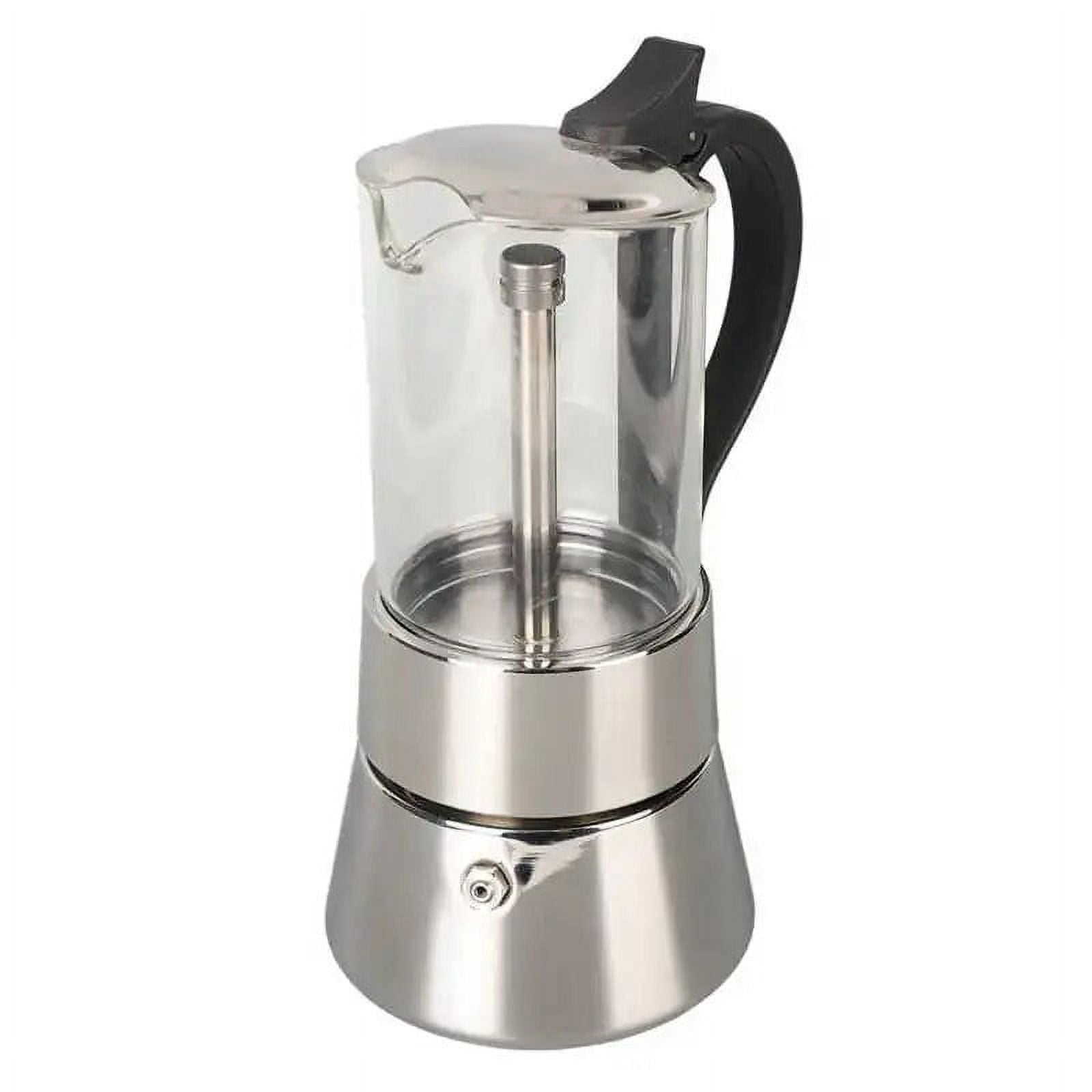 Pot Crystal Glass Top Stainless Steel Stovetop Moka Pot Italian Coffee ...