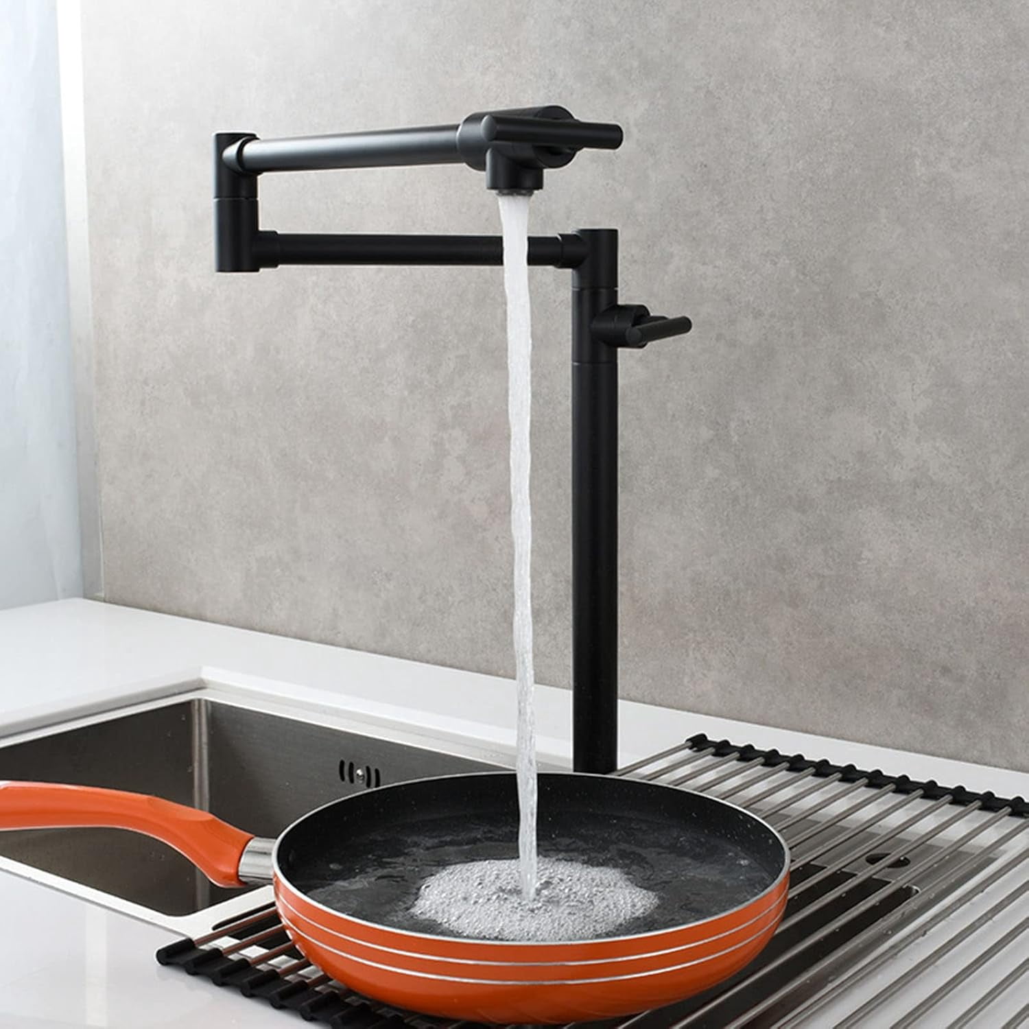 Pot Filler Brass Folding Kitchen Faucet Double Switch Single Cold ...