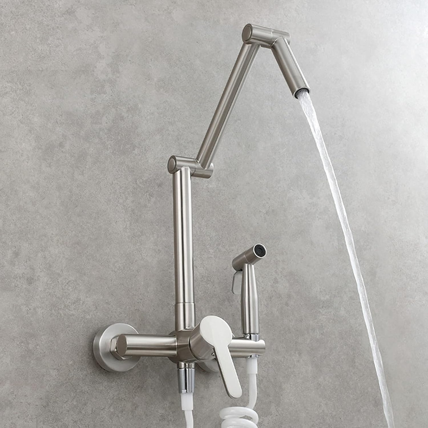 Pot Filler Brass Hot and Cold Kitchen Mixer Tap, Wall Mount Rotating ...