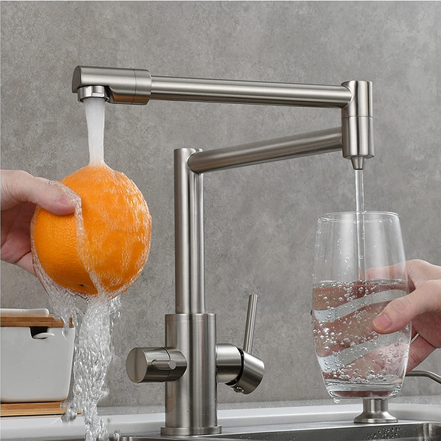 Pot Filler Deck Mount Kitchen Faucet with Drinking Water Dual Handle ...
