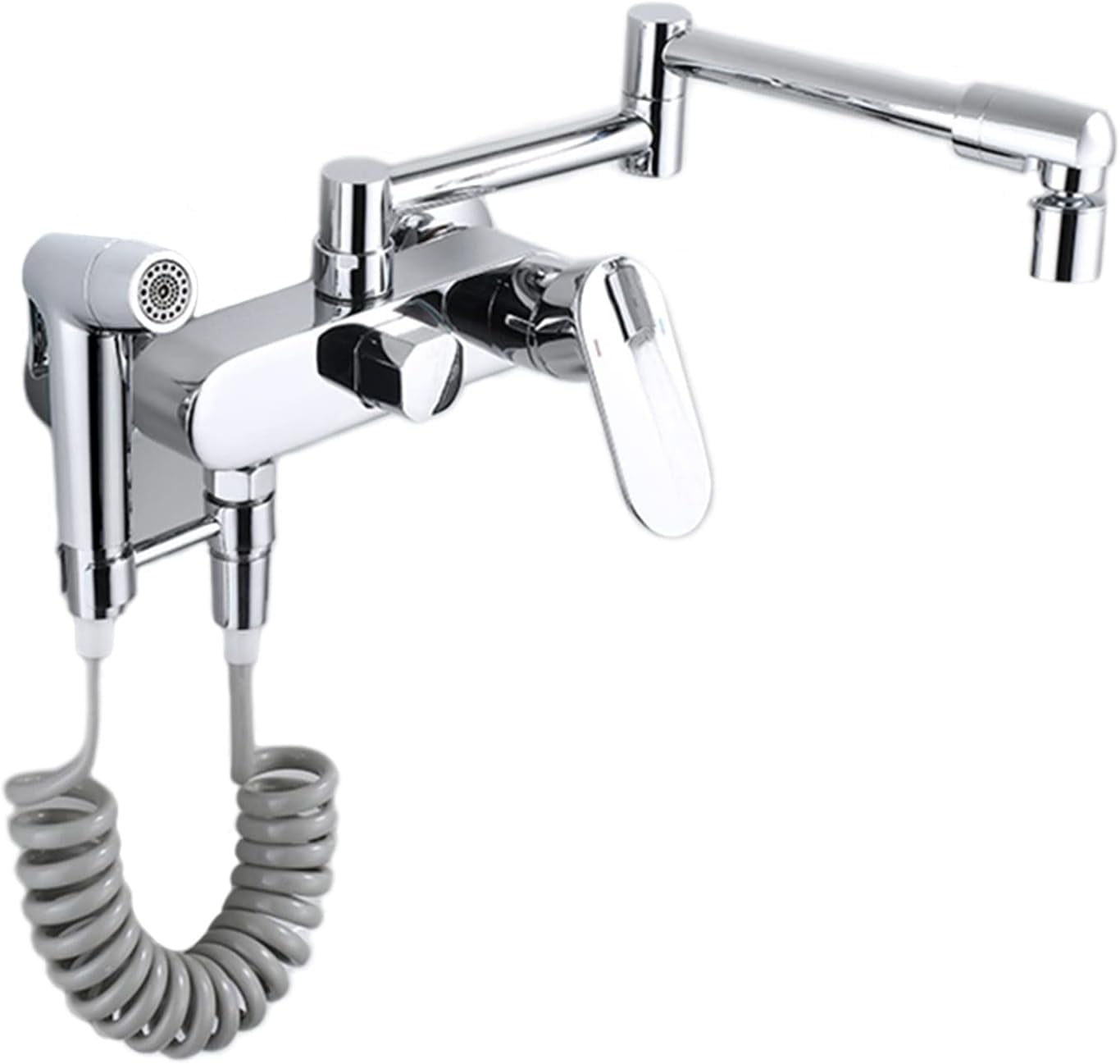 Pot Filler Faucet, All Copper Wall-Mounted Hot and Cold Water Mixer Tap ...