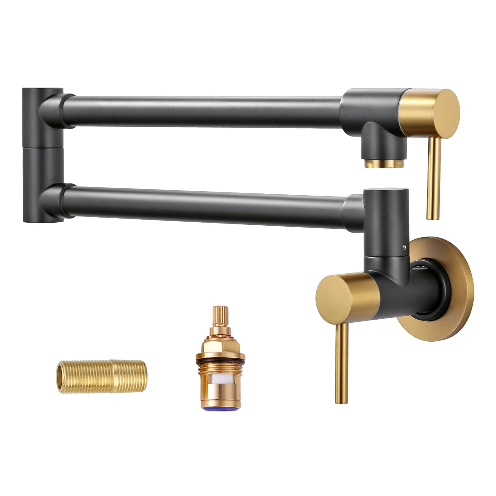Pot Filler Faucet Black And Gold, Solid Brass Made Pot Filler, Wall ...