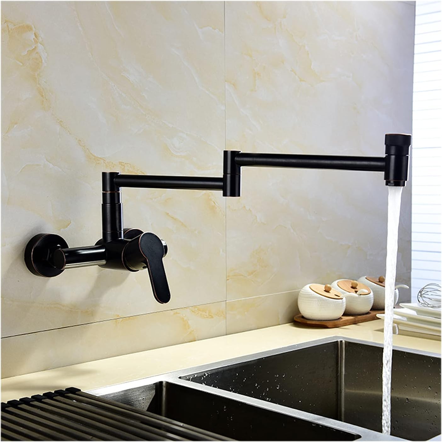 Pot Filler Faucet Brass Hot and Cold Water Kitchen Faucet Chrome ...