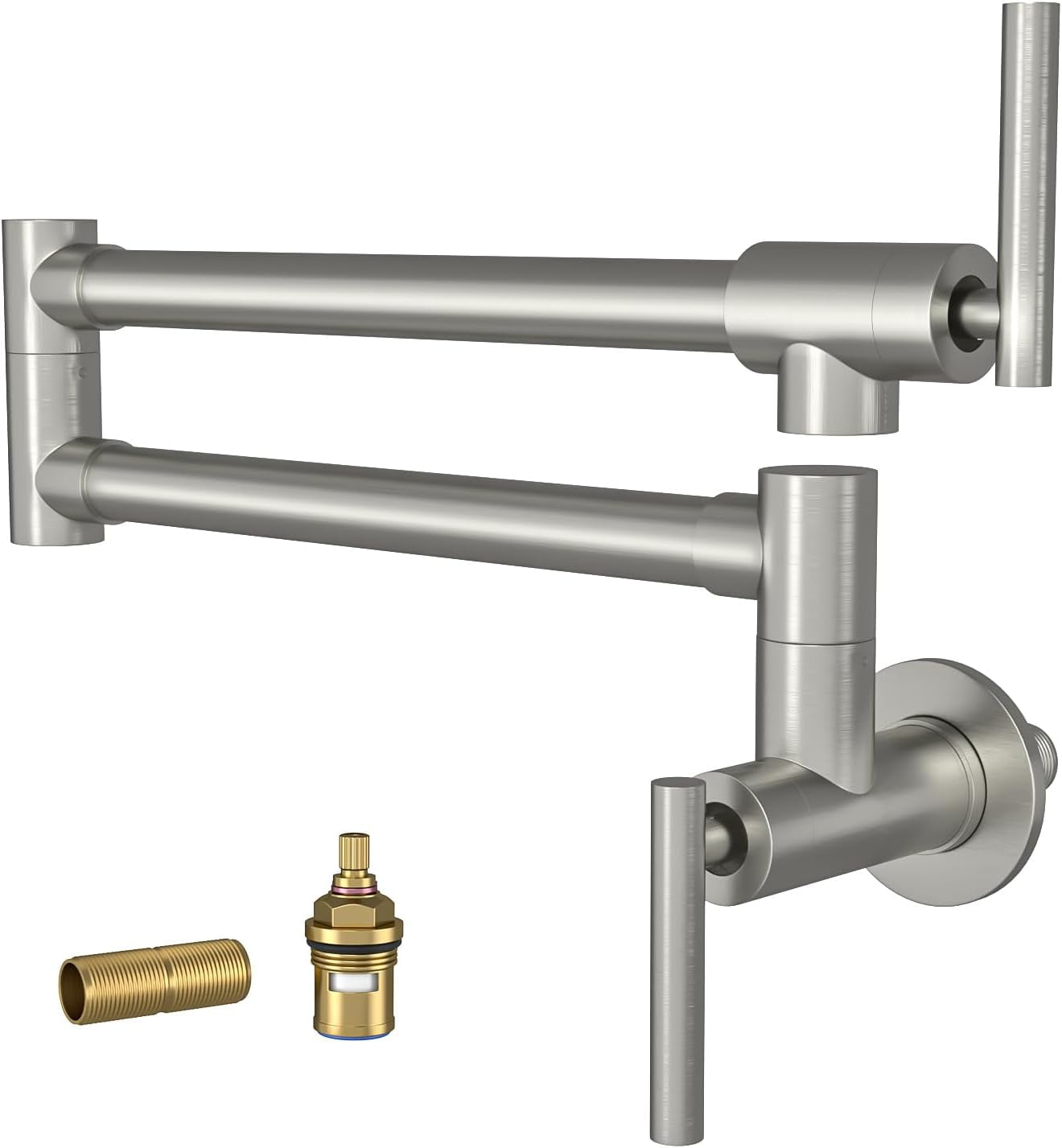 Pot Filler Faucet Brushed Nickel Finish Commercial Wall Mount Stove ...