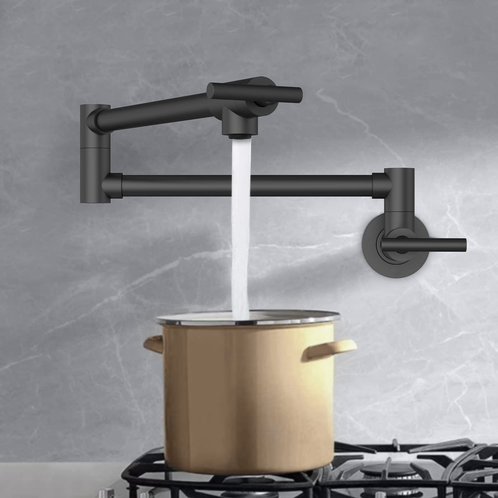 Pot Filler Faucet, Wall Mount Brass Pot Filler Folding Faucet Over ...